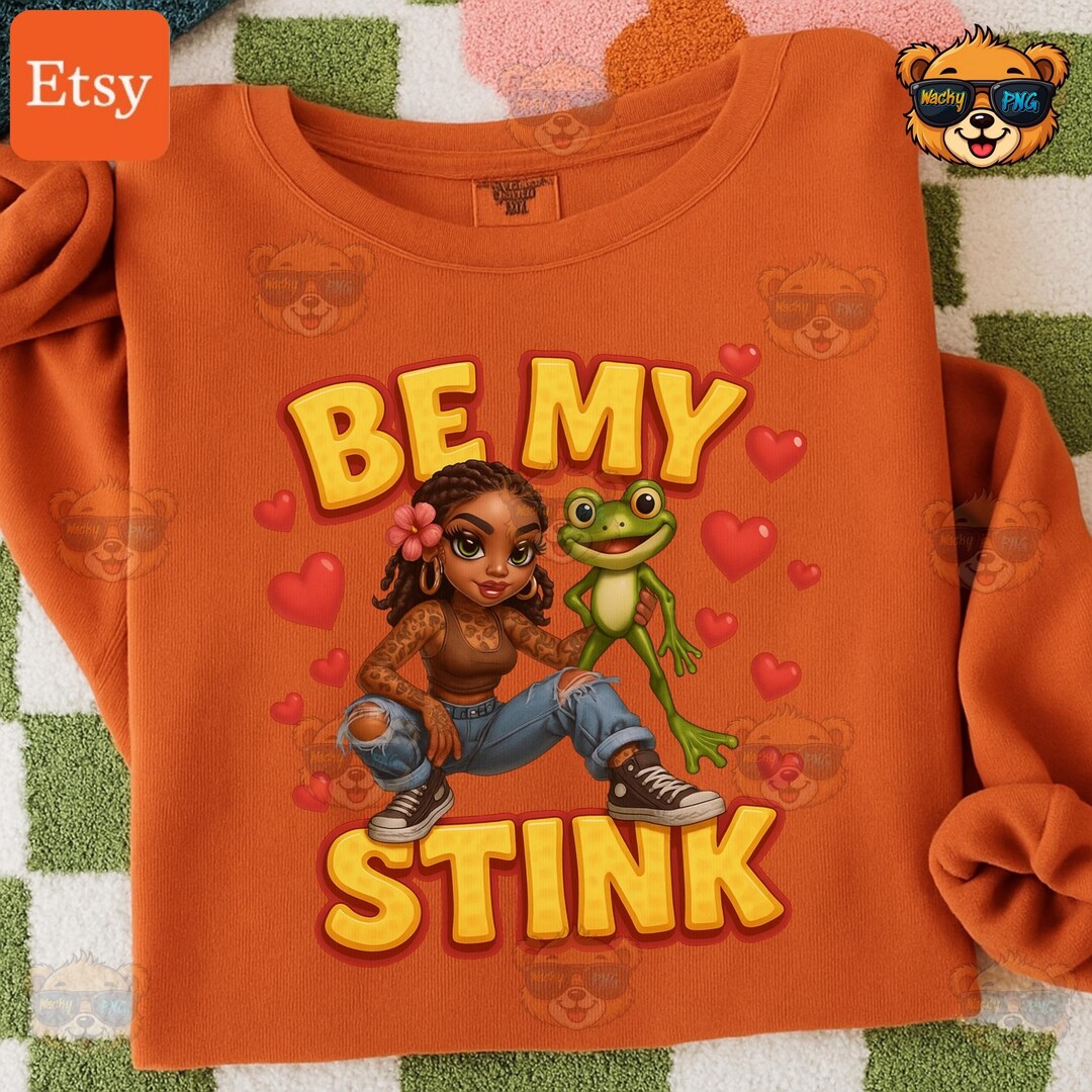 Be My Stink Cute Frog Couple PNG, Valentine’s Day Black Girl Art ...