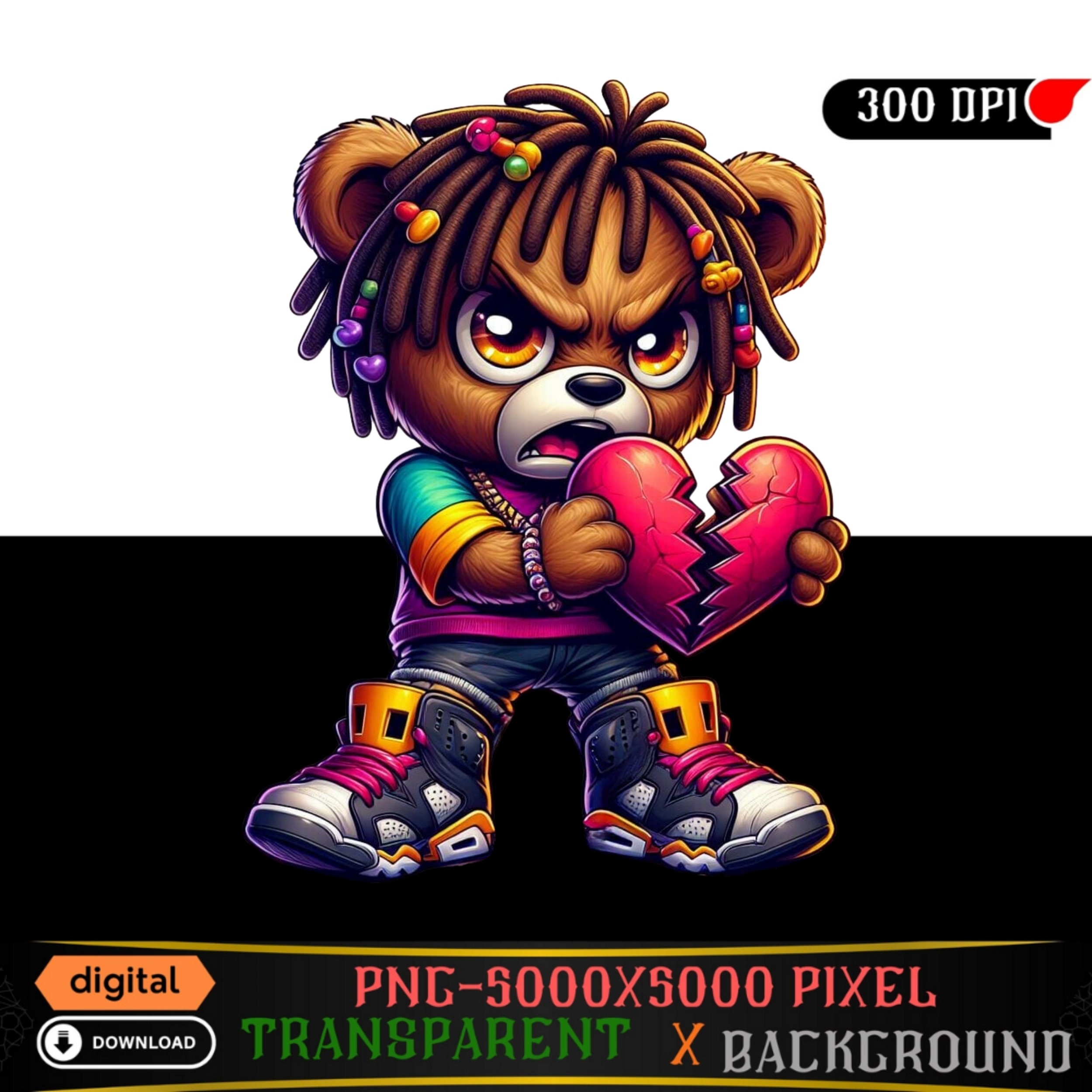 Urban Teddy Bear Angry Lover Wacky Fan Art Urban Trap Designs Instant ...