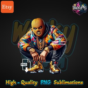 Urban Gangster Ski Mask Man PNG: Streetwear Design (digital Download ...