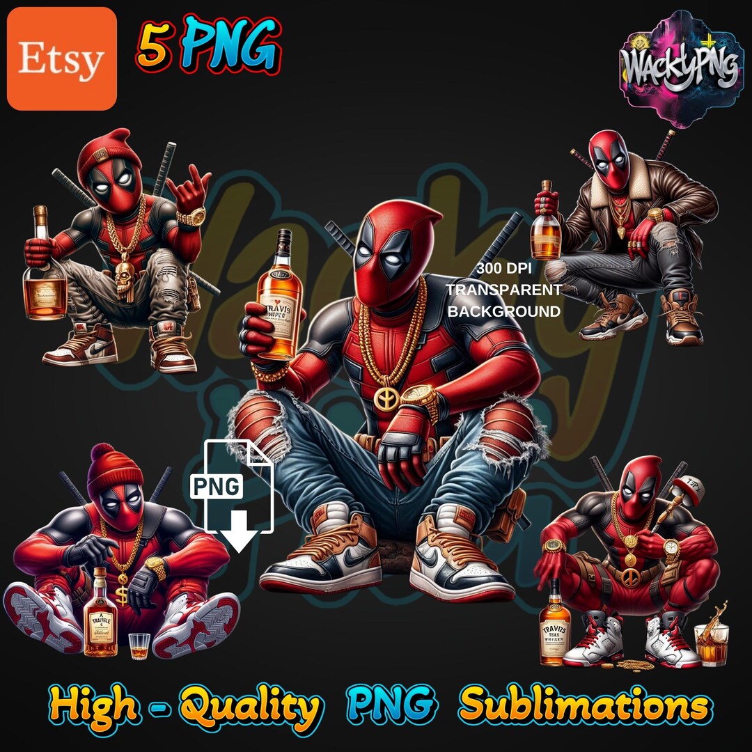 Gangster Superhero PNG Bundle - Bold Streetwear Aesthetic Digital ...