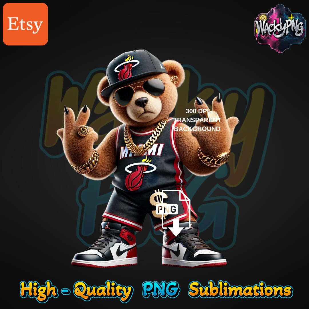 Urban Hip-hop Teddy Bear, NBA Inspired Png, Basketball Png, Basketball ...