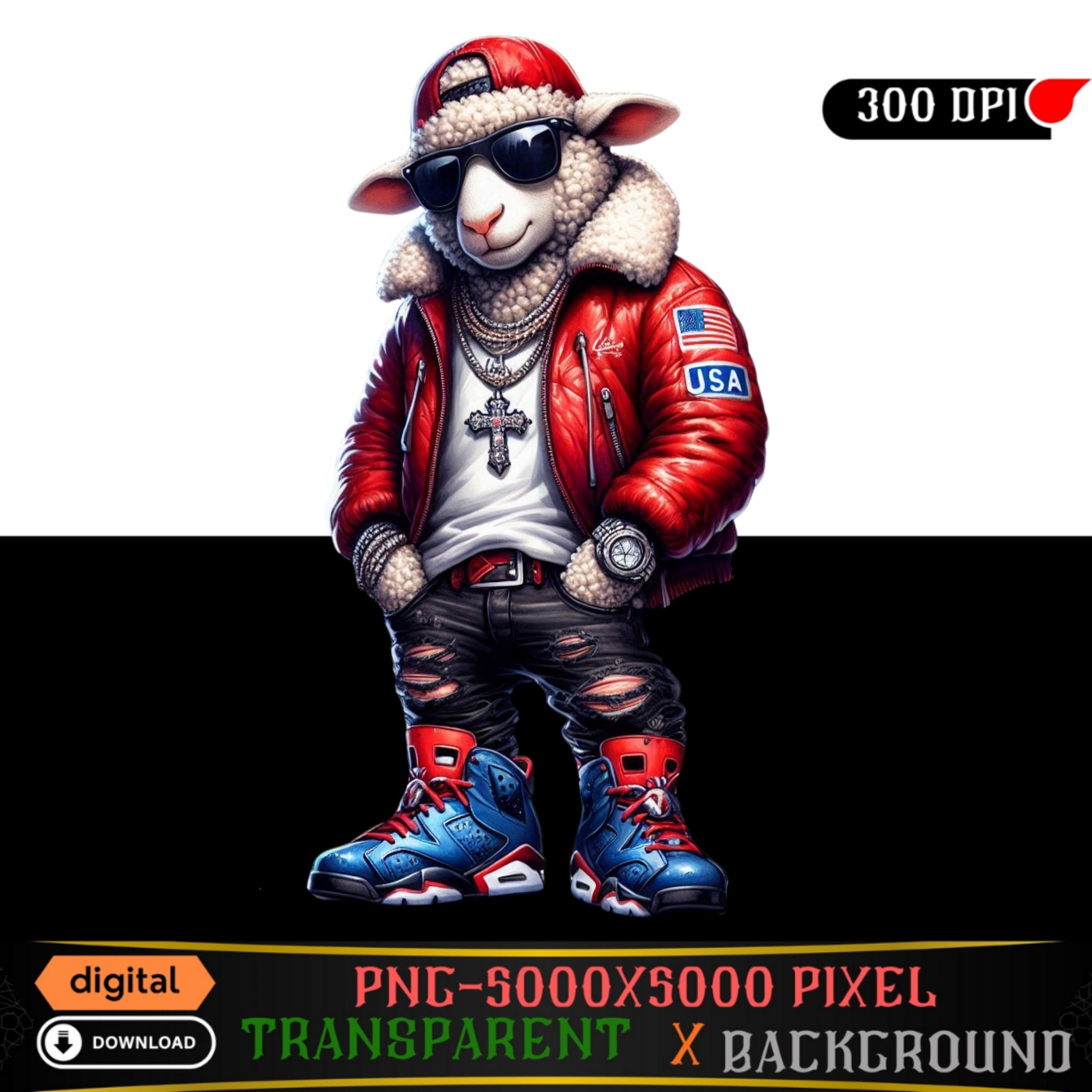 Gangster Sheep Urban USA Sheep Urban Trap Designs Wacky Fan Art Instant ...