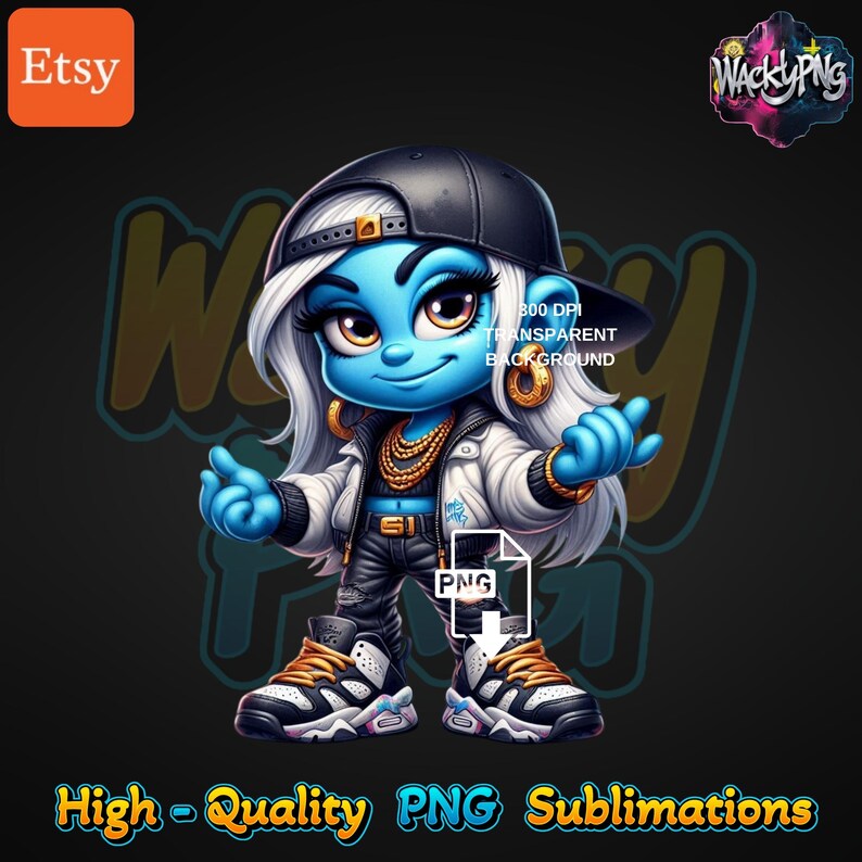 Urban Gangster Girl Smurf PNG - Bold Streetwear Aesthetic Digital ...