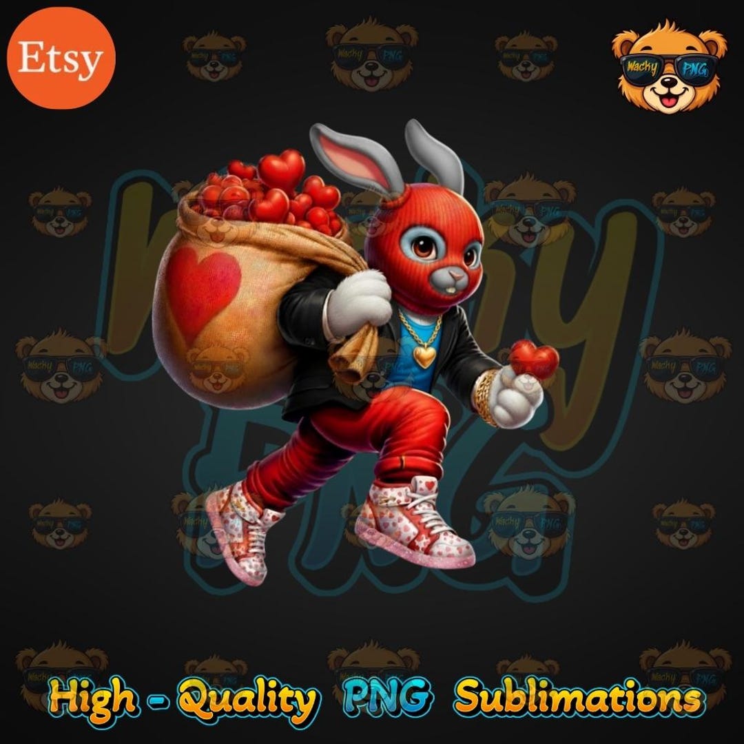 Love Bandit PNG | Cute Bunny Thug Heart Robber Design | Valentine's Day ...