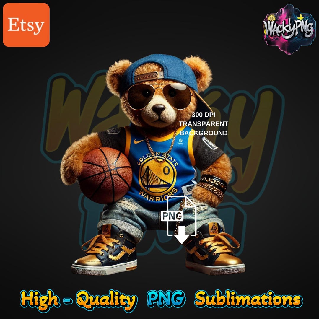 NBA Gangsta Teddy Bear, NBA Inspired Png, Basketball Png, Basketball ...