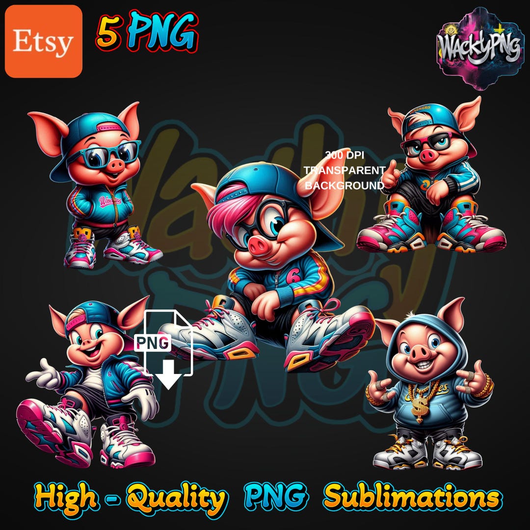 Urban Gangster Pig Designs PNG | Urban Trap Designs | Wacky Fan Art ...