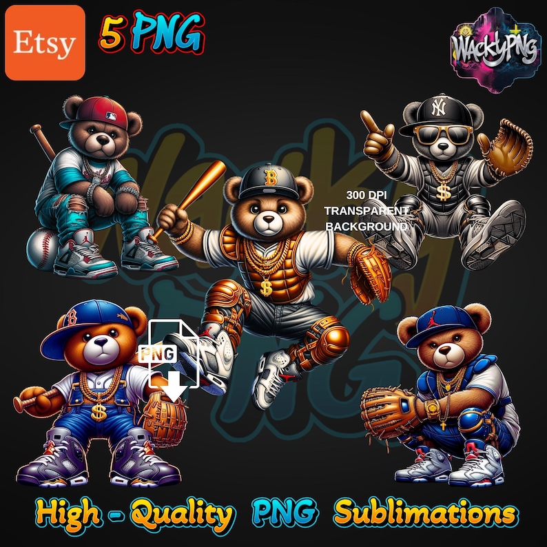 Baseball Teddy Bear | Urban Trap Designs | Wacky Fan Art | Instant ...