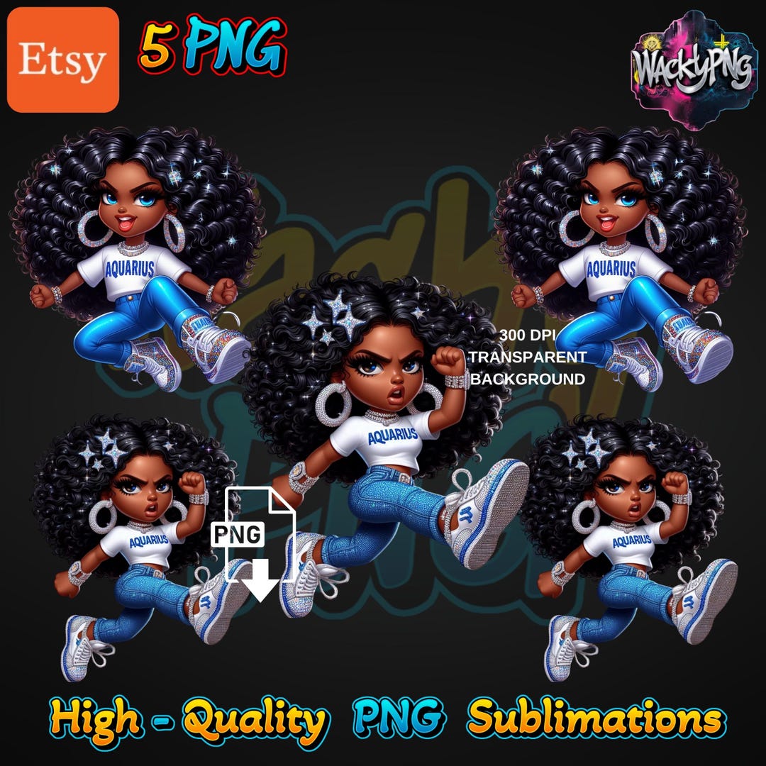 Aquarius Urban Girl PNG: Wacky Fan Art Designs (digital Download) - Etsy
