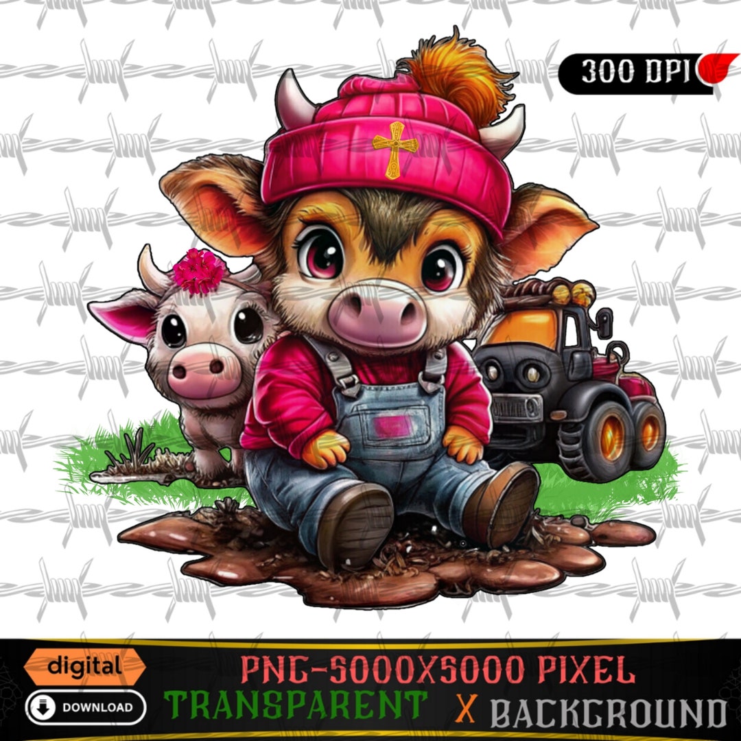 Country Teddy Cow Highland Cow Designs Wacky Fan Art Instant Digital ...