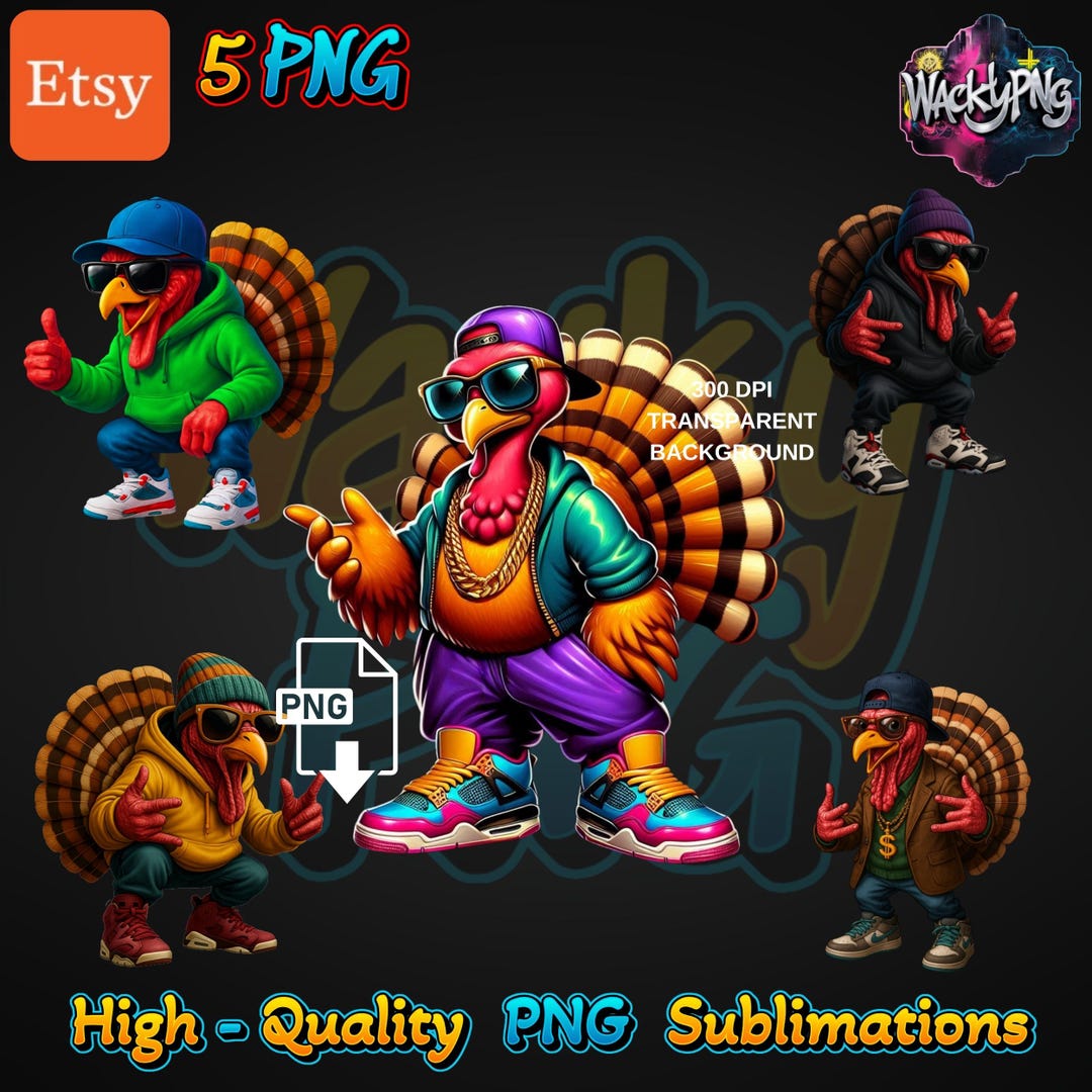 Urban Hip-hop Turkey Dtf PNG Designs: Streetwear Fan Art (digital ...