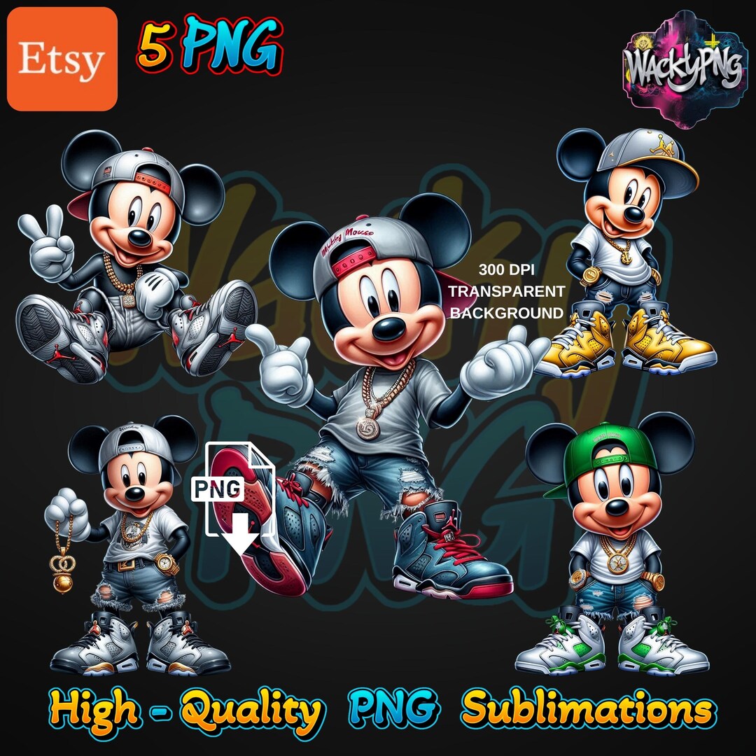 Urban Mickey Mouse PNG | Urban Trap Designs | Wacky Fan Art | Instant ...