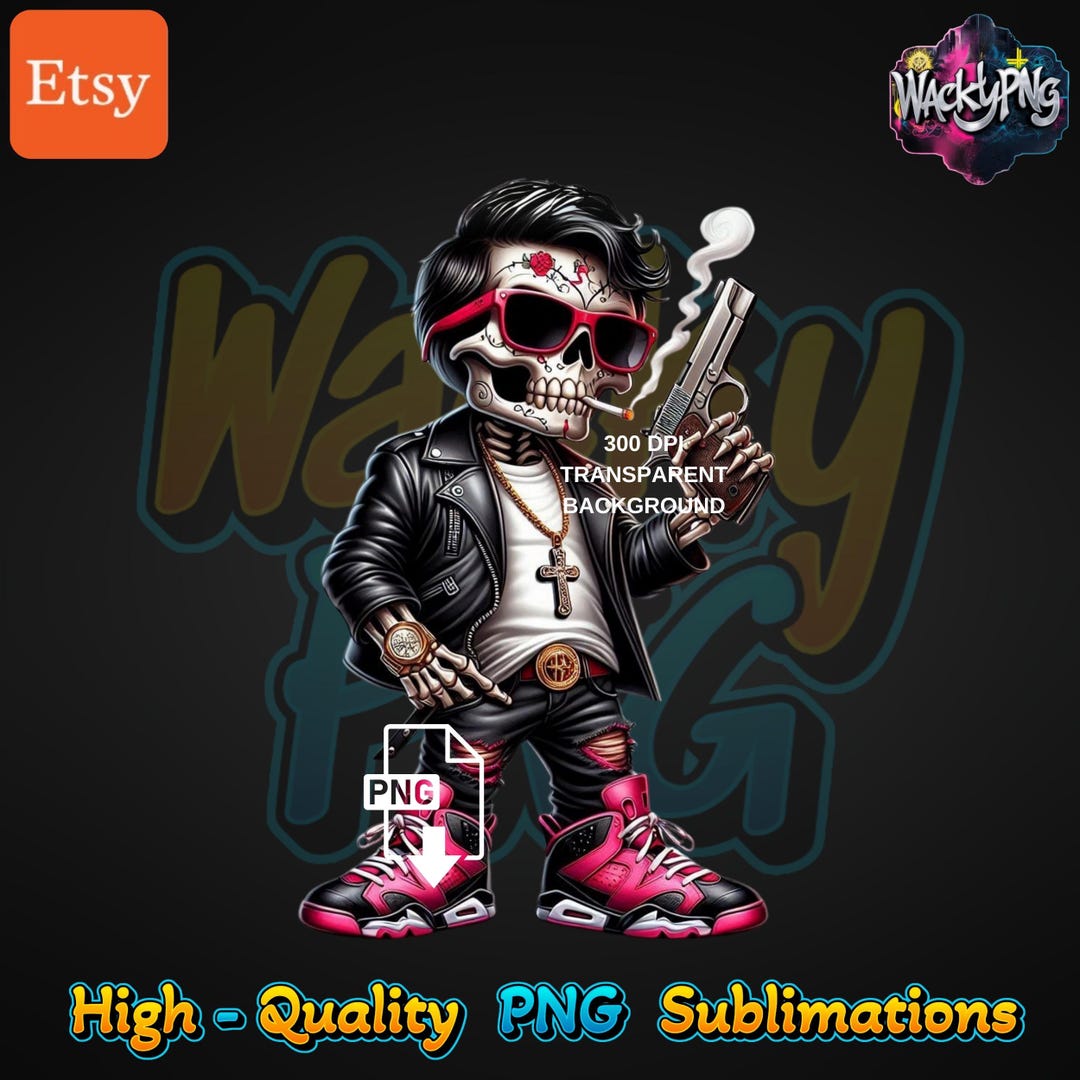 Gangster Skeleton PNG: Urban Skull Sublimation Design (digital Download ...