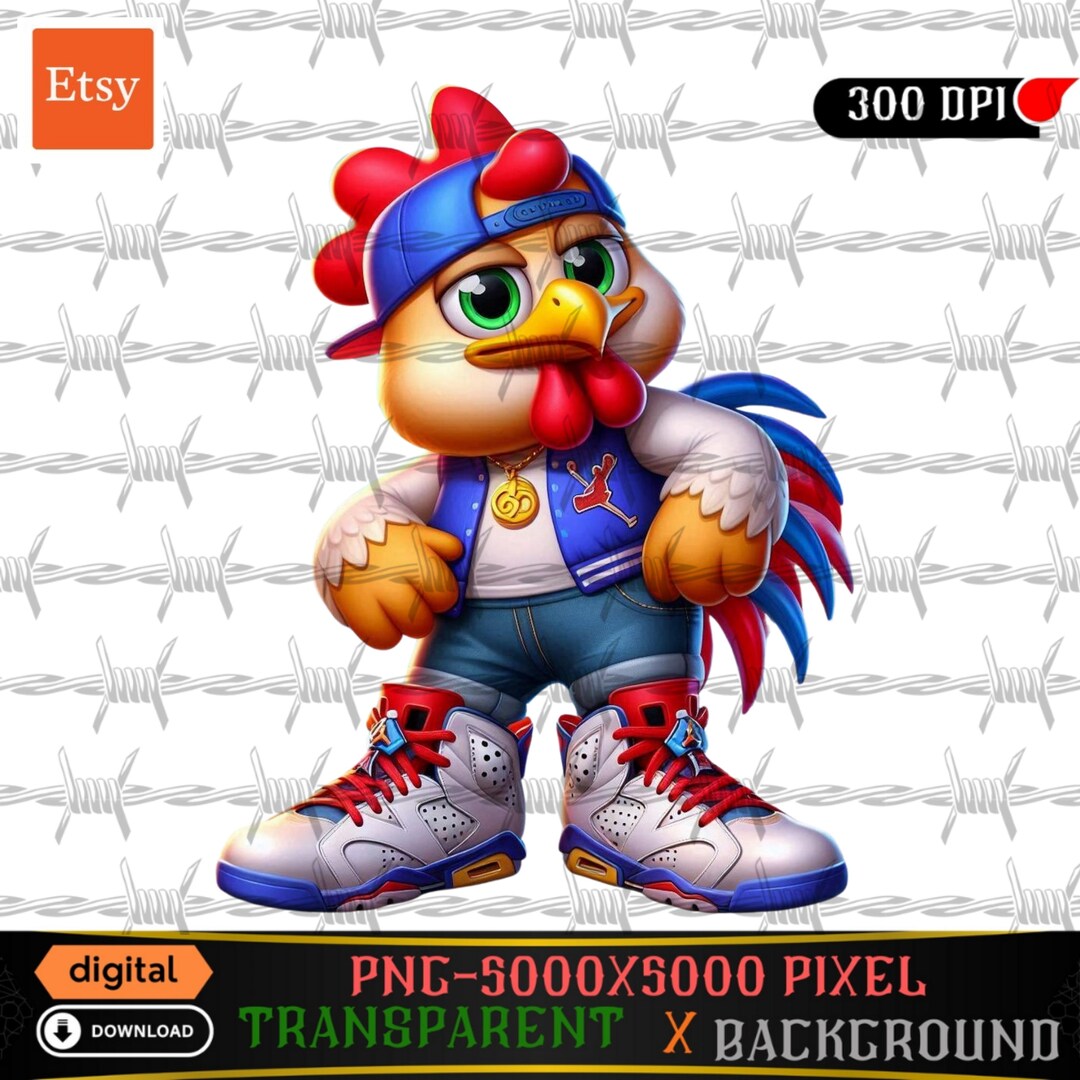 Funny Rooster Gangster Rooster Urban Trap Designs Wacky Fan Art Instant ...