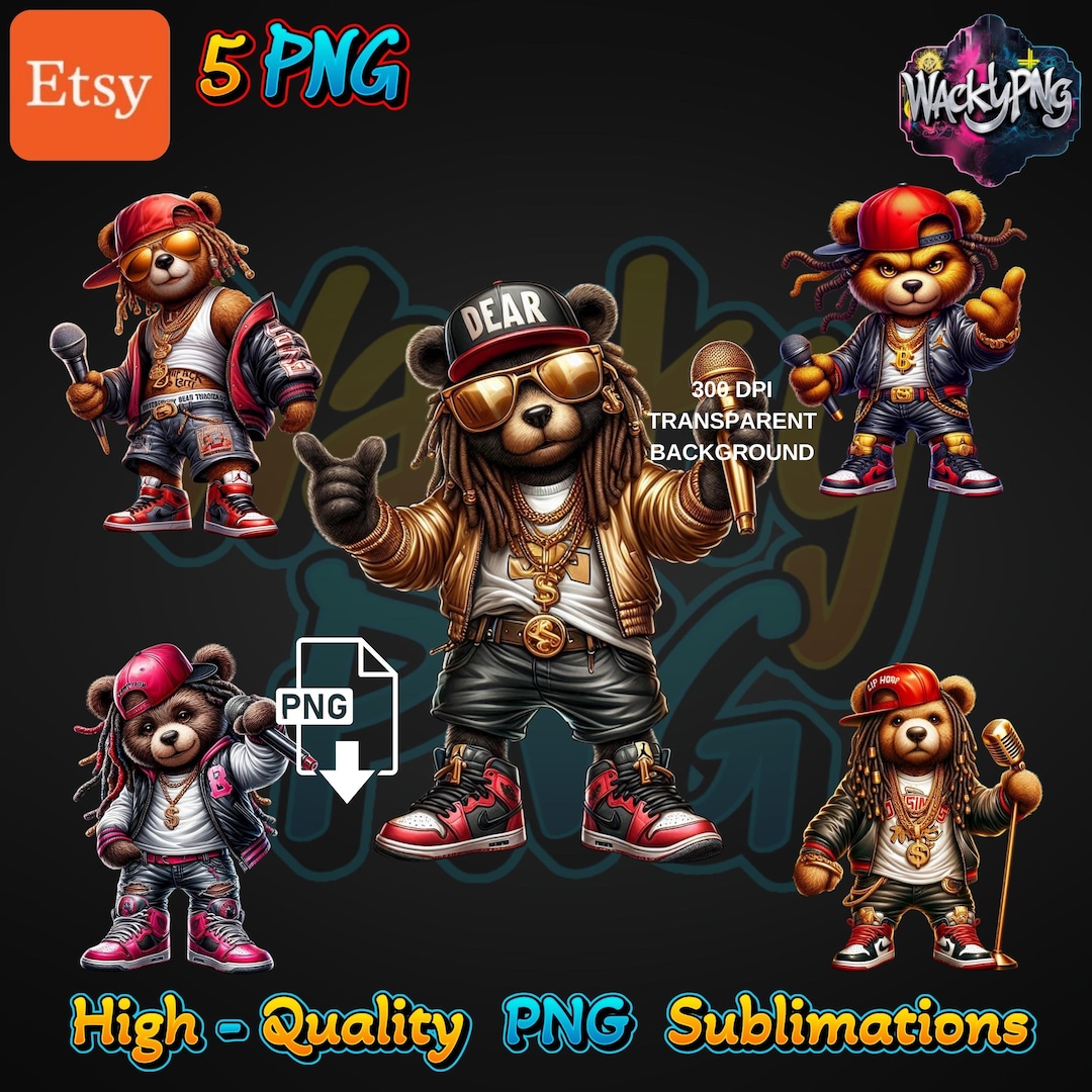 Gangster Rapper Teddy Bear PNG | Urban Trap Designs | Wacky Fan Art ...