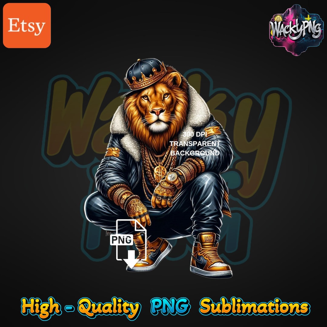 Gangster Lion PNG: Urban Streetwear Design (digital Download) - Etsy