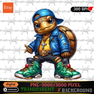 Gangster Turtle Urban Tortoise Urban Trap Designs Wacky Fan Art Instant ...