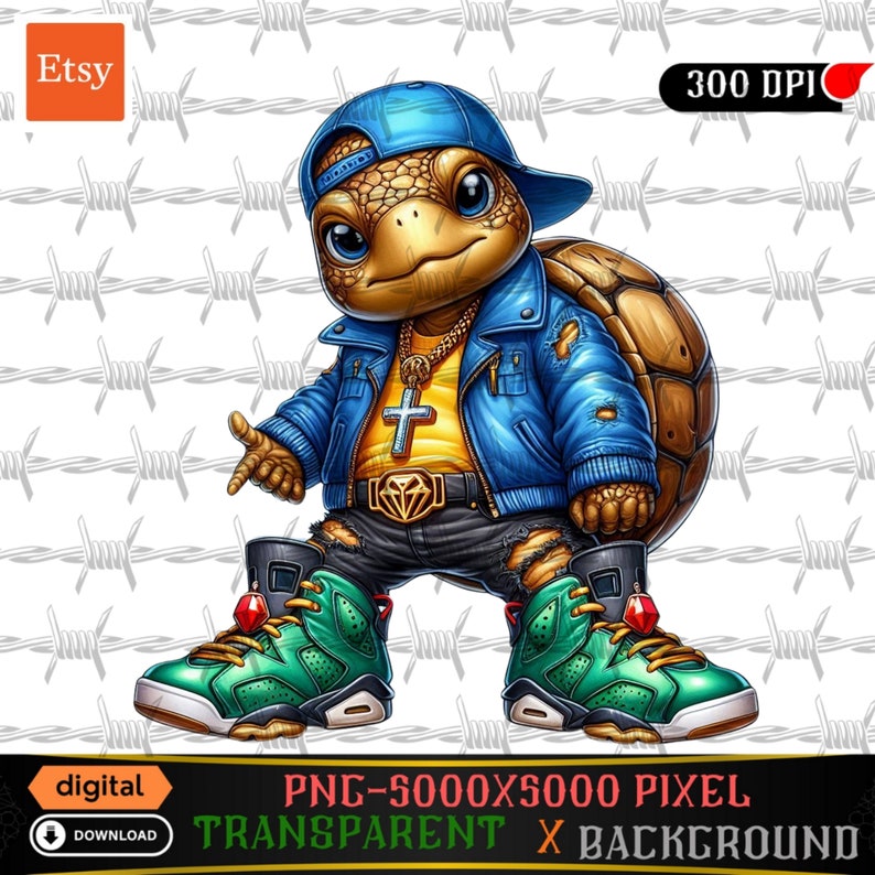 Gangster Turtle Urban Tortoise Urban Trap Designs Wacky Fan Art Instant ...