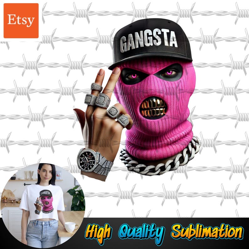 Urban Gangsta Ski Mask PNG Bold Streetwear Aesthetic Digital Designs ...