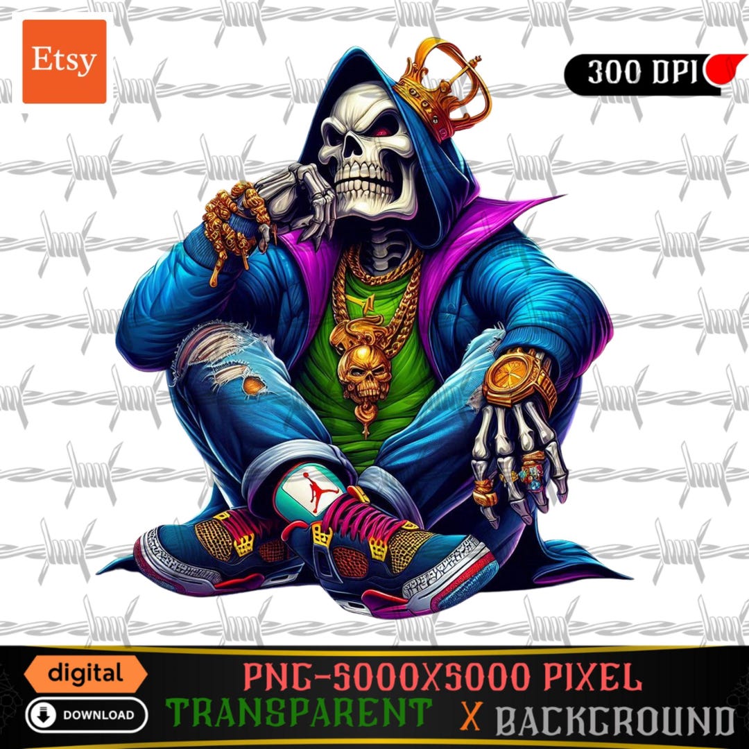 Villains Skeleton King Skull Urban Trap Designs Fantasy Fan Art Instant ...