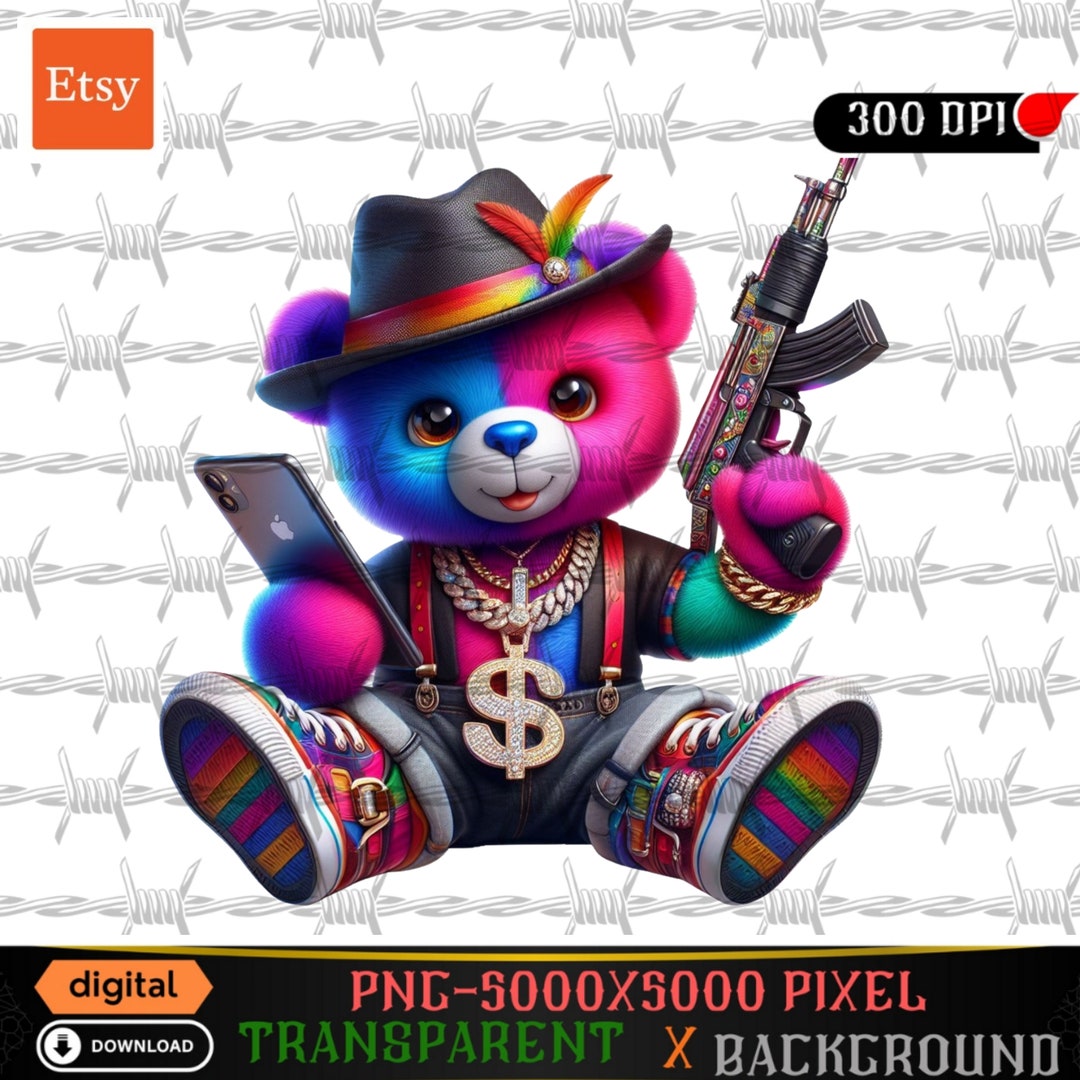 Gangster Teddy Bear Urban Bear Urban Trap Designs Wacky Fan Art Instant ...