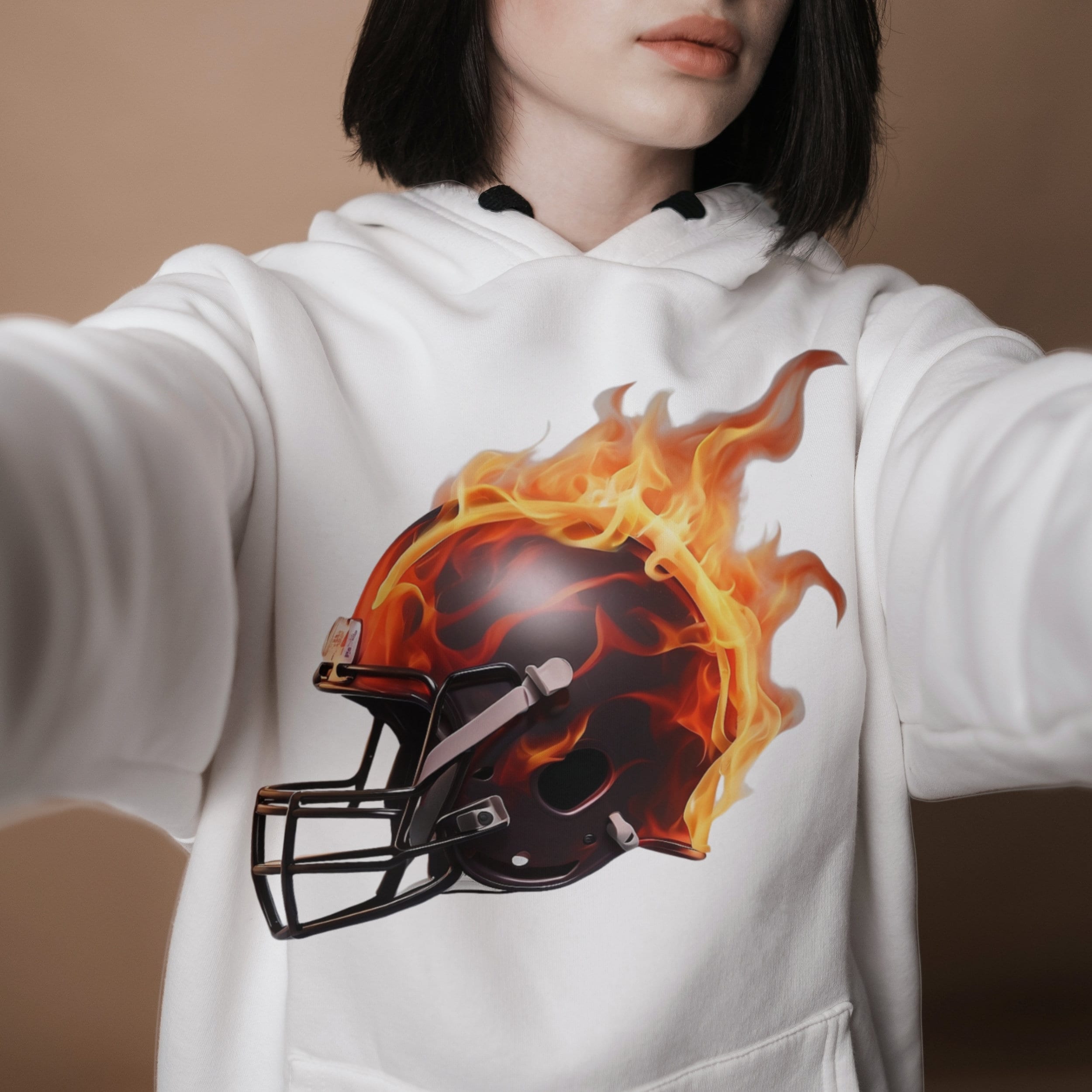Flaming Helmet USA Football Helmet Add Personal Logo Fantasy Fan Art Sublimation İnstant ...