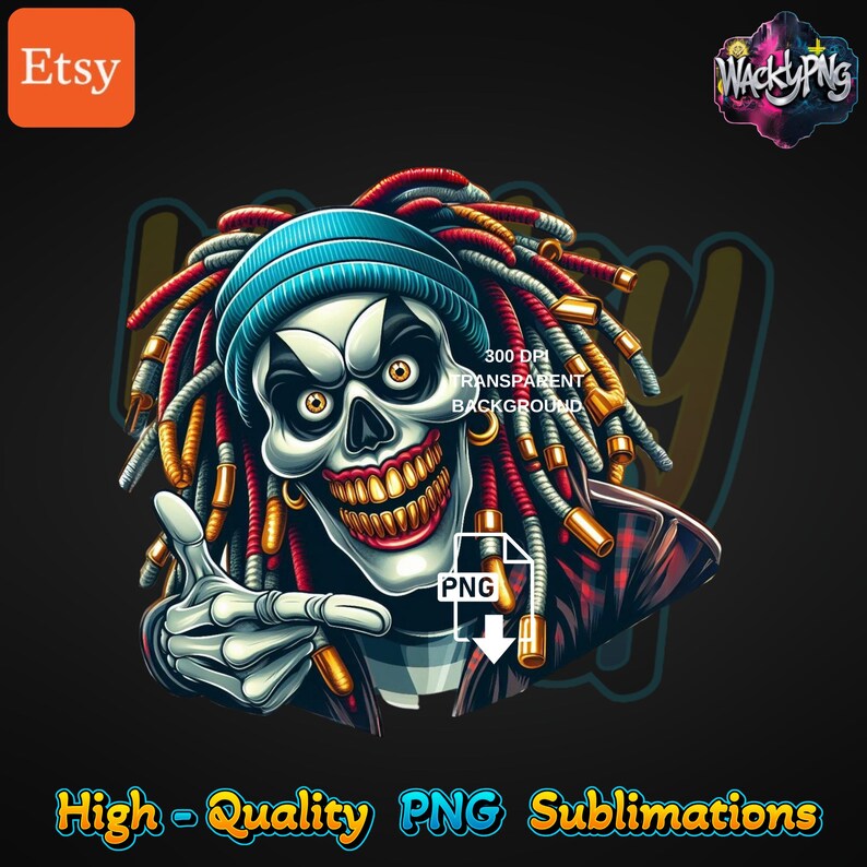 Urban Dreadlocks Skeleton PNG: Wacky Fan Art (digital Download) - Etsy