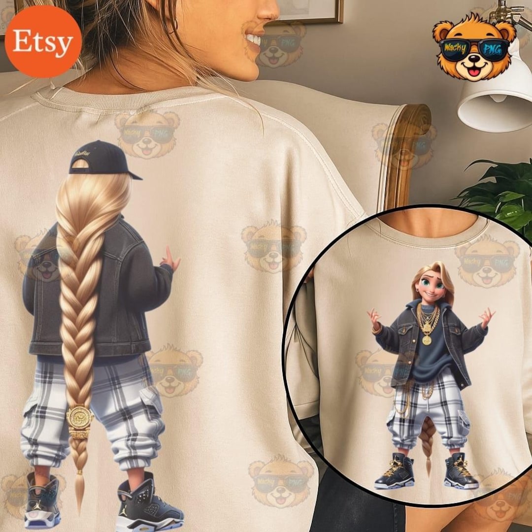 Gangsta Rap Girl Princess PNG With Braided Hair and Gold Chains | Urban ...