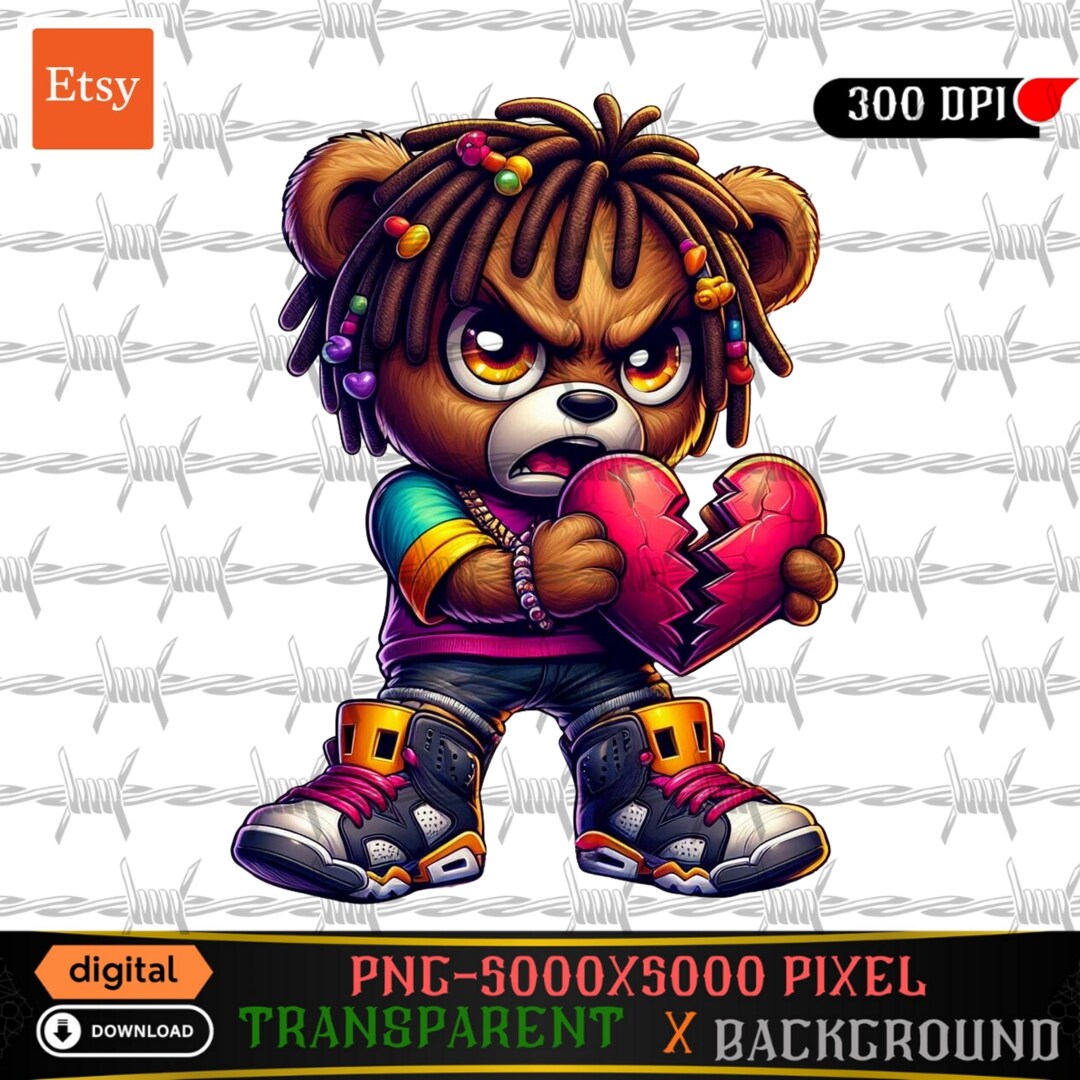Urban Teddy Bear Angry Lover Wacky Fan Art Urban Trap Designs Instant ...