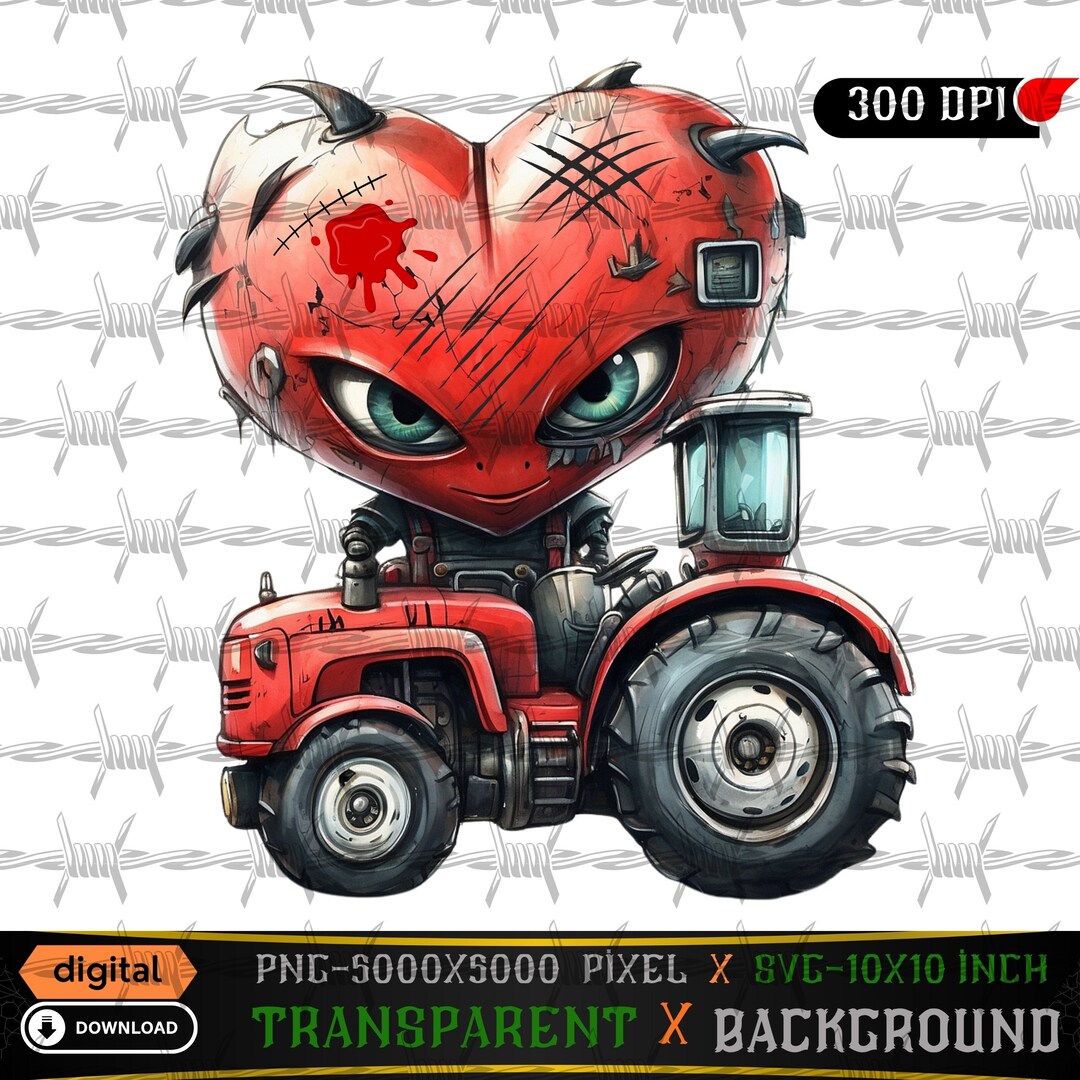 Love ,valentine's Day Tractor Sublimation Design Download PNG DTF ...