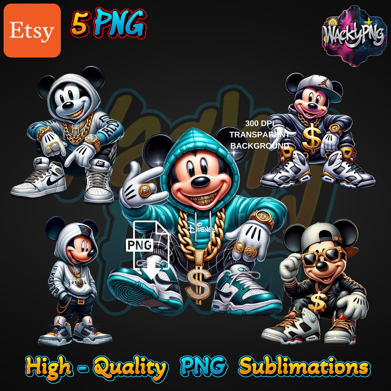 Hiphop Mickey Bundle | Urban Mickey | Urban Trap Designs | Wacky Fan ...