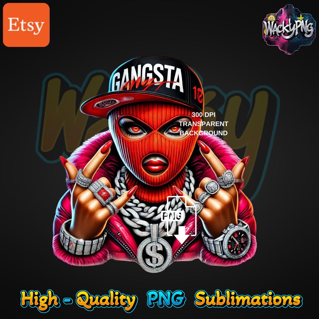 Gangster Ski Mask Female PNG - Bold Streetwear Aesthetic Digital ...