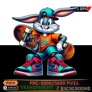 Skater Rabbit Urban Rabbit Urban Trap Designs Wacky Fan Art Instant ...