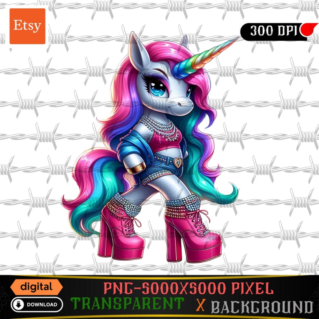 Cute Unicorn Girl Unicorn Urban Trap Designs Wacky Fan Art Instant Digital Downloads Sublimation ...