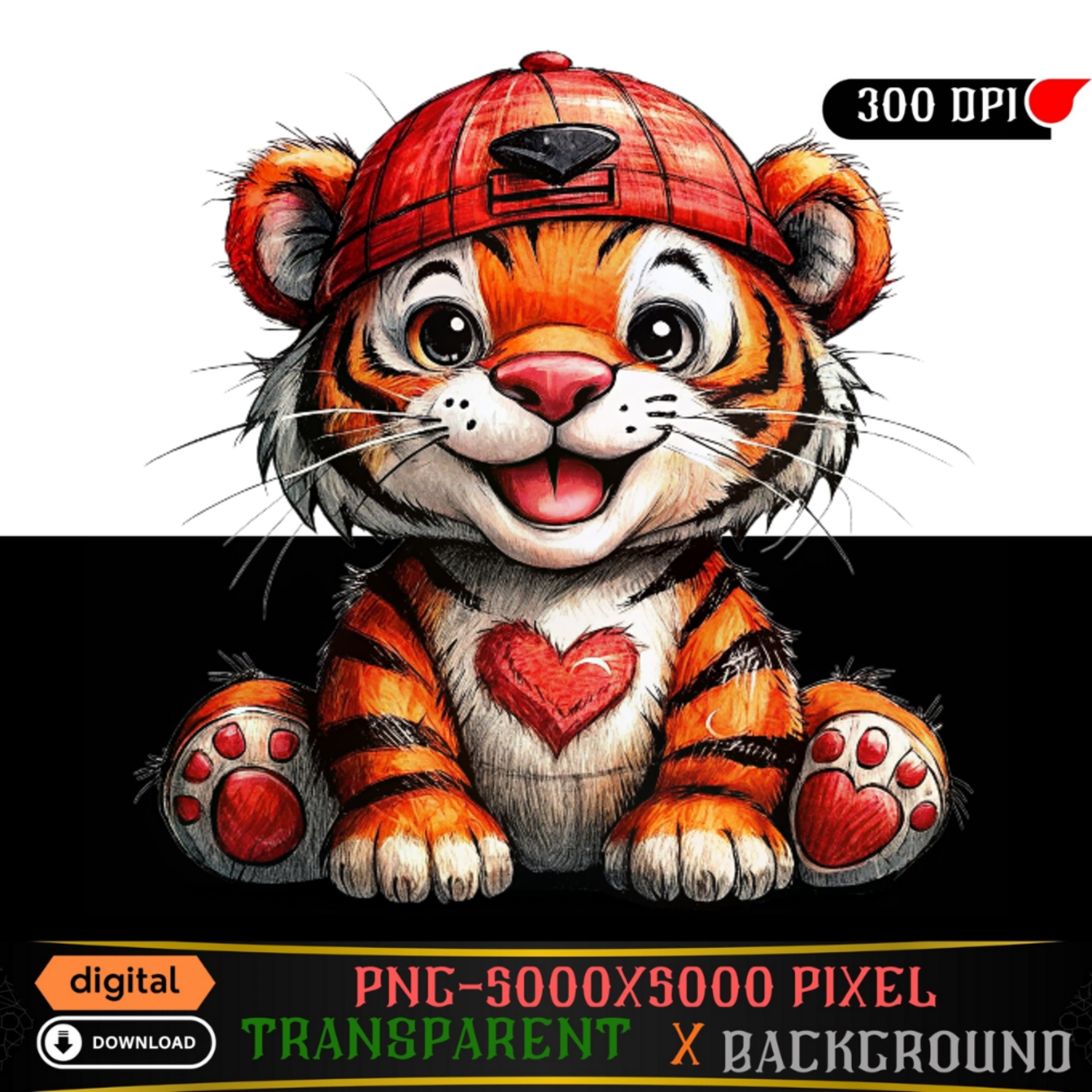 Tiny Tiger Cute Tiny Tiger Cartoon Tiger Designs Wacky Fan Art Instant ...