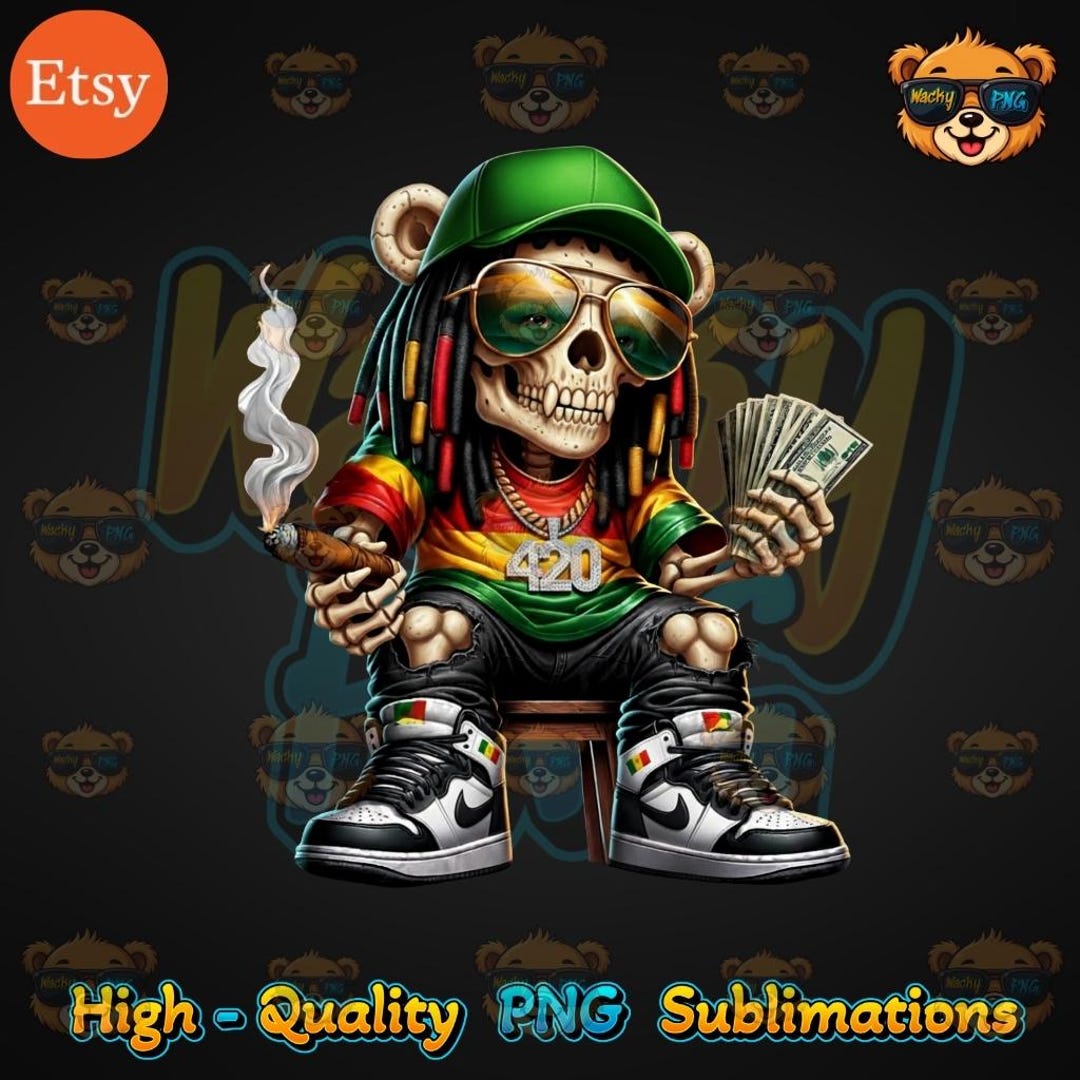 420 Rasta Skeleton PNG | Reggae Dreadlocks Money Art | Smoking Skull ...