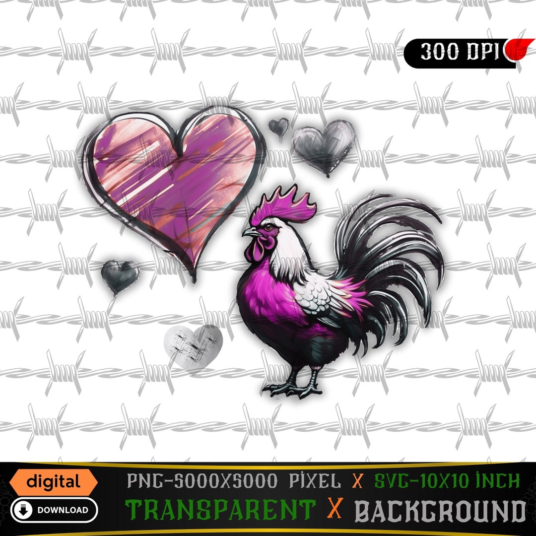 Rooster Heart Clipart, Cockerel Heart, SVG Valentine's Day T-shirt ...
