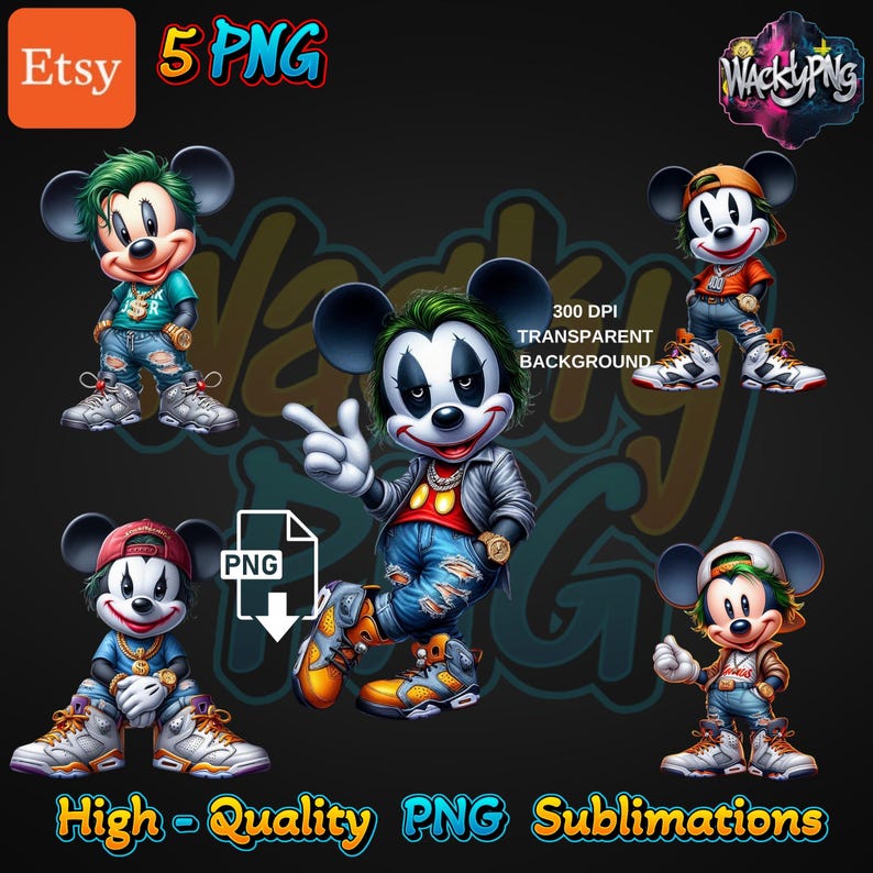 Joker Mickey Mouse PNG - Bold Streetwear Aesthetic Digital Designs for ...