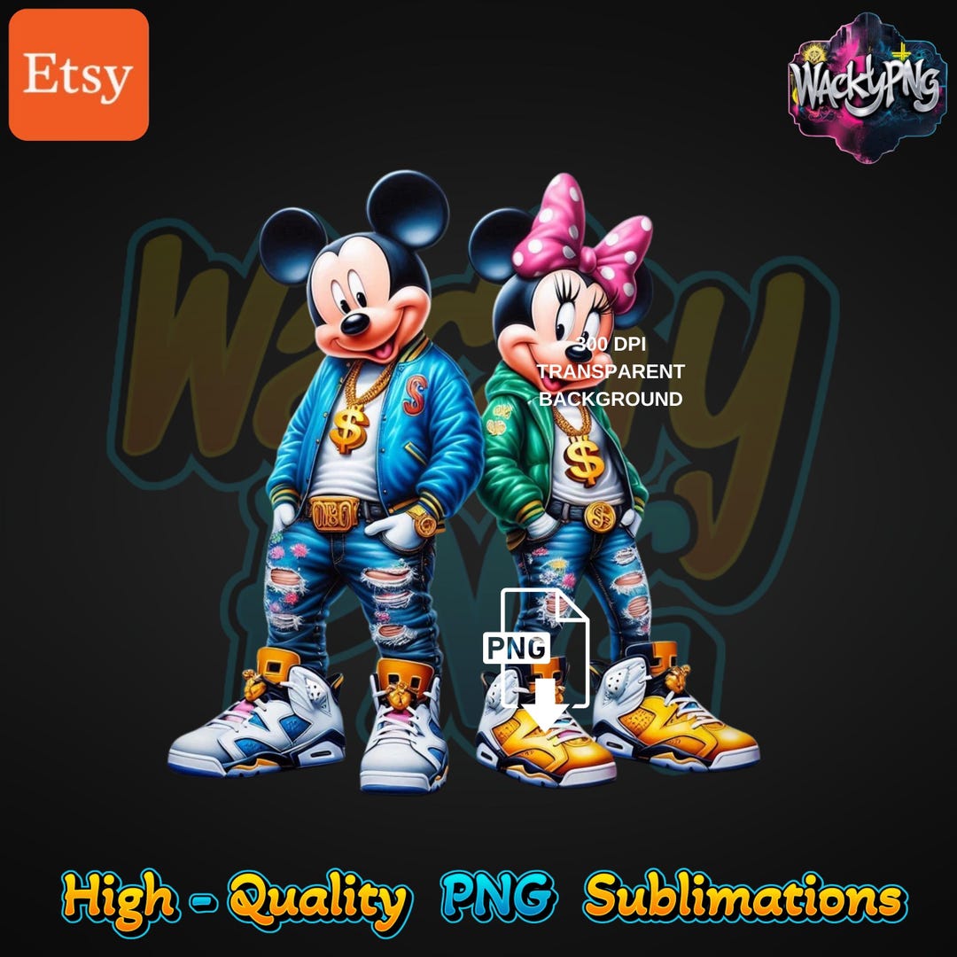 Urban Mickey and Minnie PNG: Bold Streetwear Design (digital Download ...