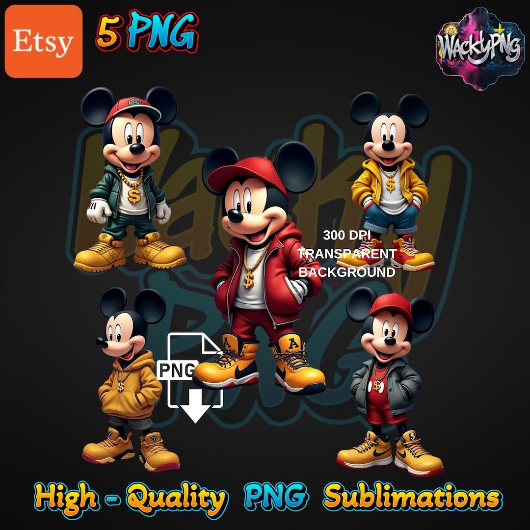 Urban Mickey Mouse PNG: Wacky Fan Art Digital Download - Etsy