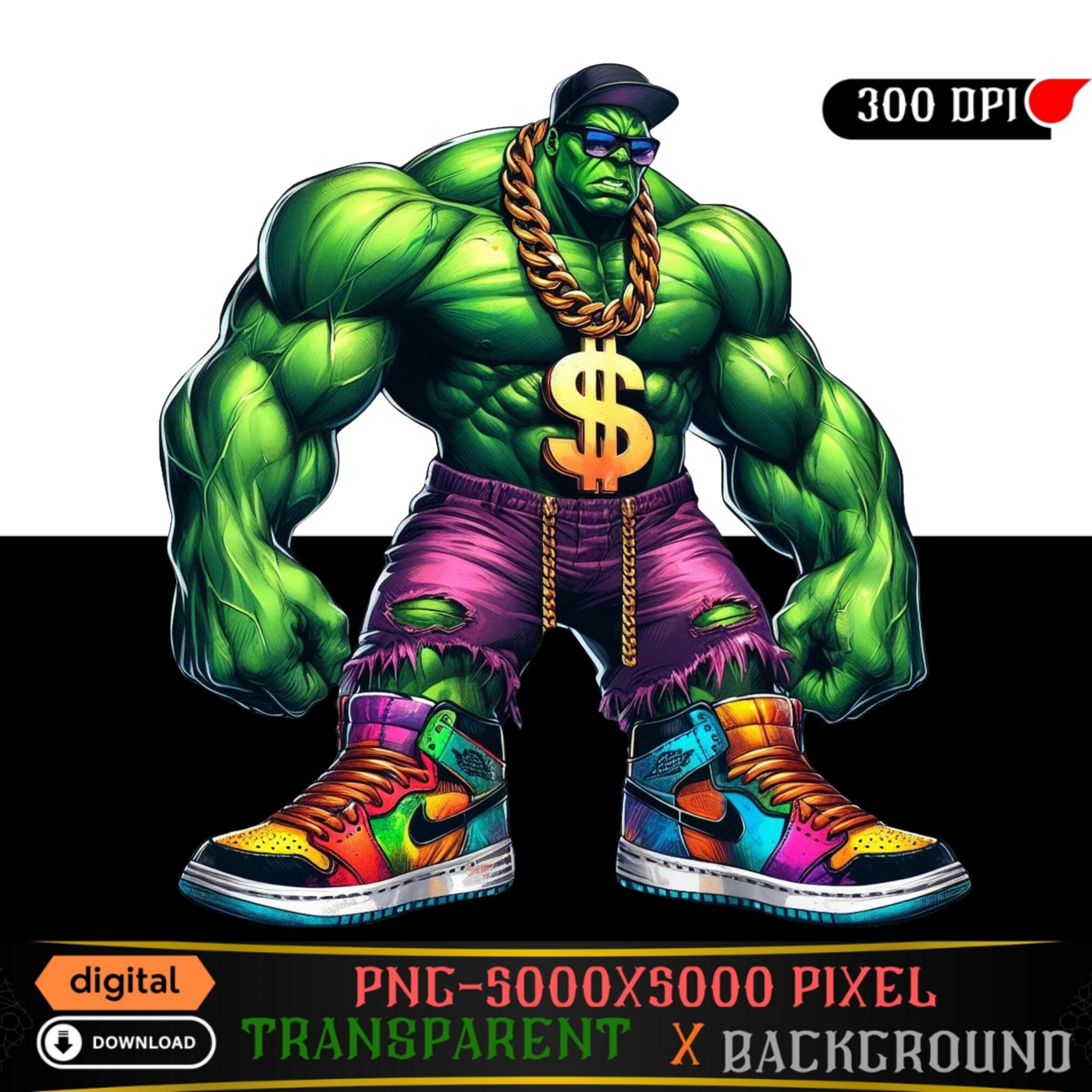 Gangster Hulk Urban Super Hero Urban Trap Designs Wacky Fan Art Instant ...