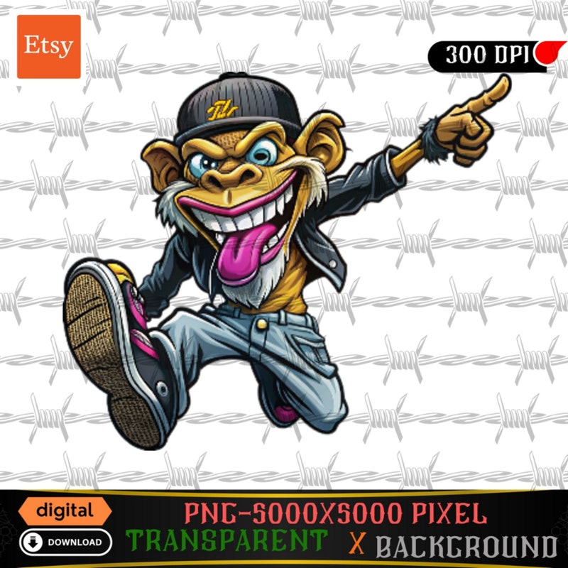 Monkey middle finger - Etsy.de