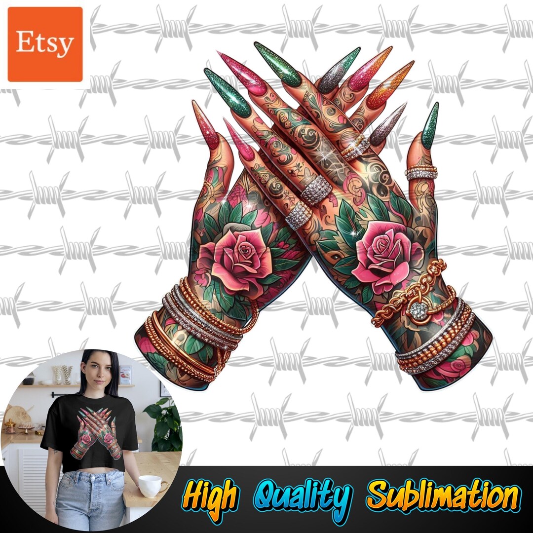 Baddie Design Femalehand Hands With Fancy Urban Trap Designs ...