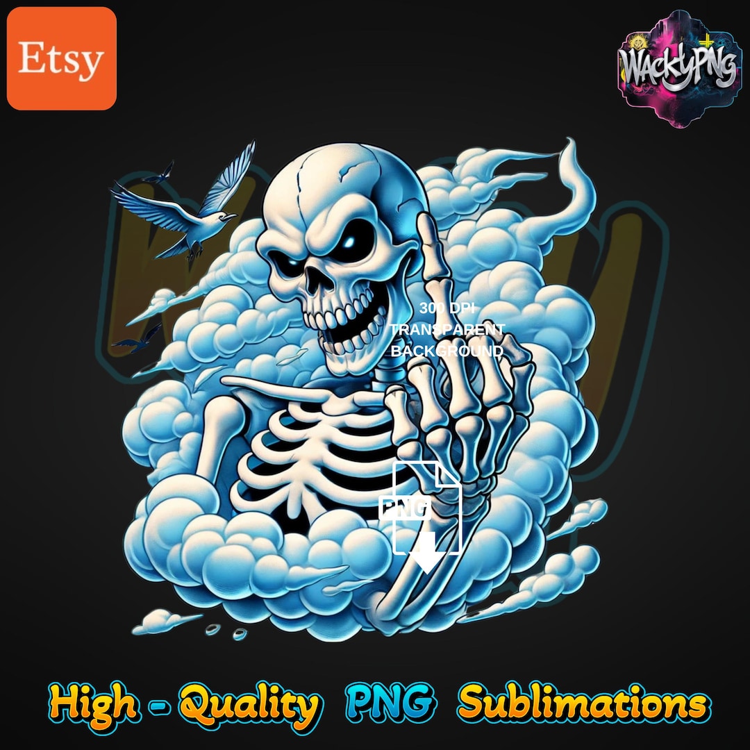 Middle Finger Skull | Cloudy Skeleton | Urban Trap Design | Wacky Fan ...