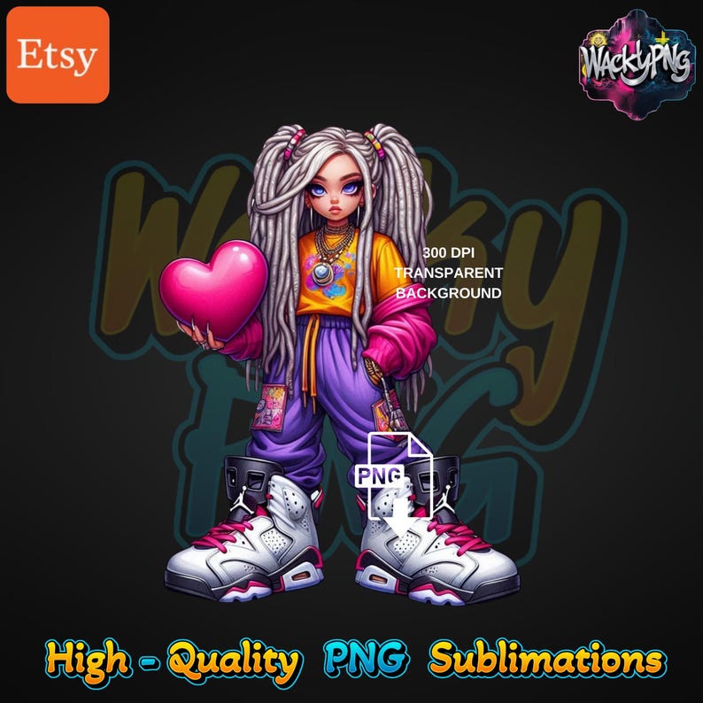 Urban Cute Girl PNG – Streetwear Cartoon Girl Design, Gangster Style ...