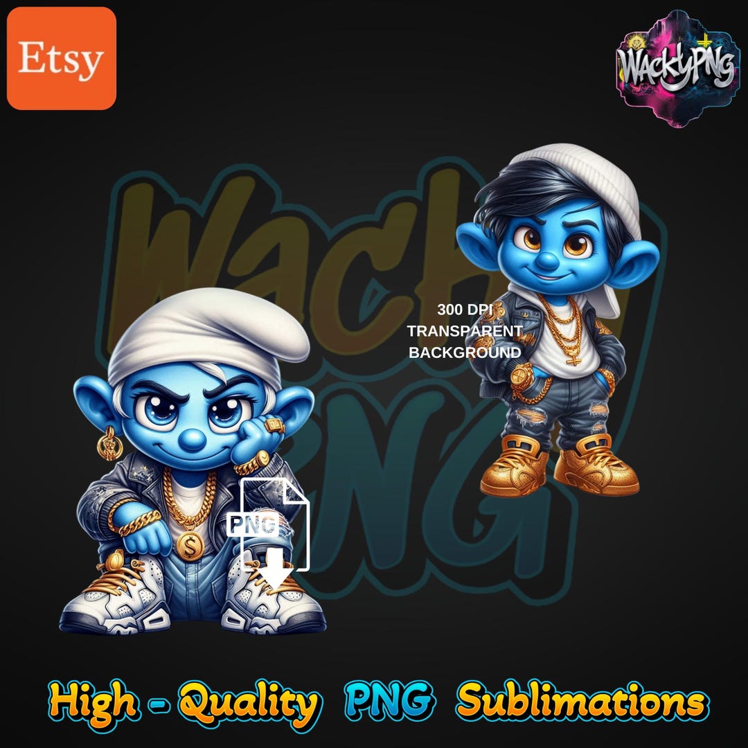 Urban Gangster Smurf PNG - Bold Streetwear Aesthetic Digital Designs ...
