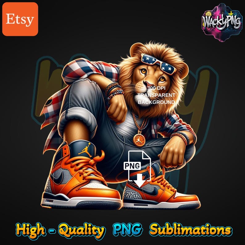Gangster Urban King Lion | Urban Trap Designs | Wacky Fan Art | Instant ...