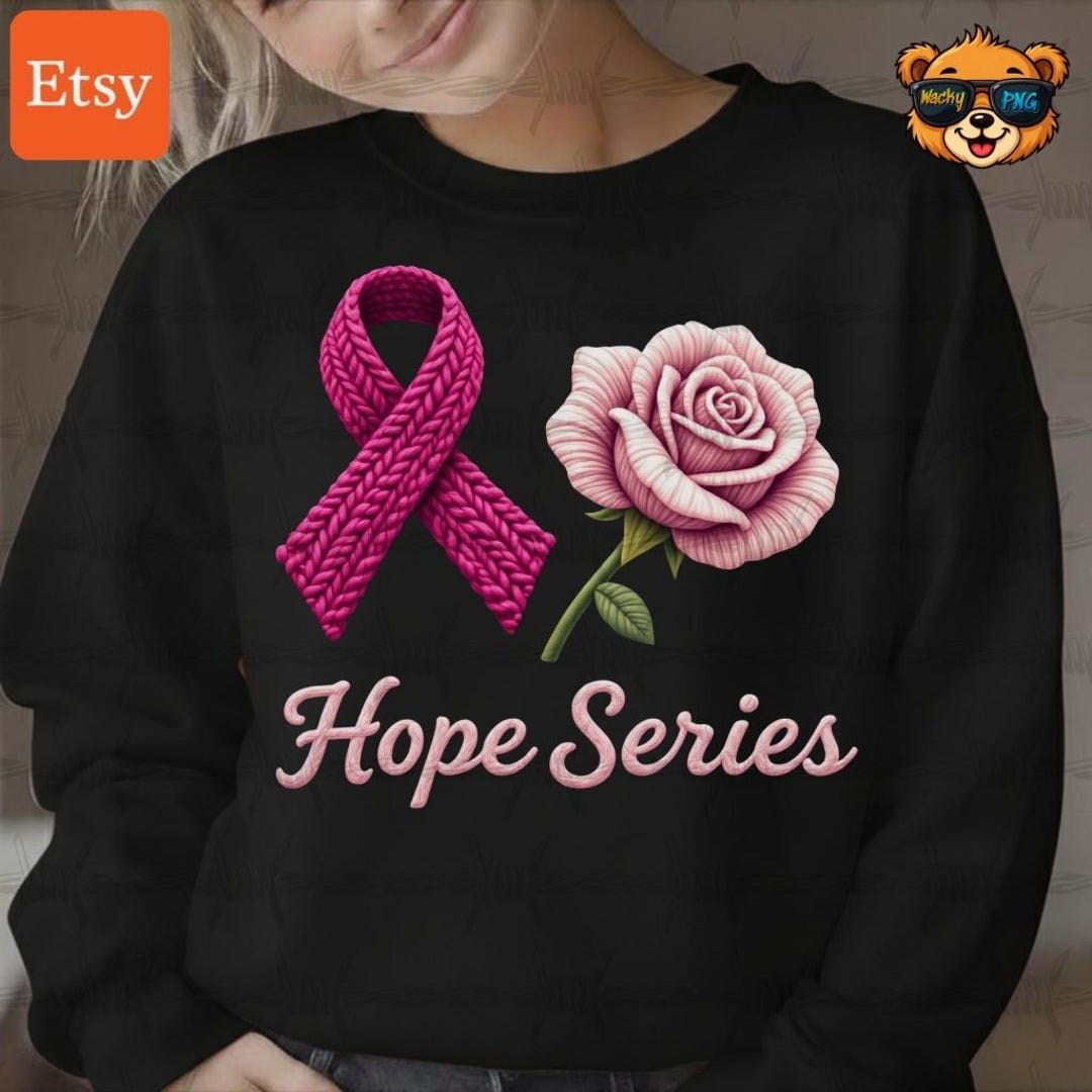 Hope Series Pink Ribbon PNG With Rose, Breast Cancer Awareness Design ...
