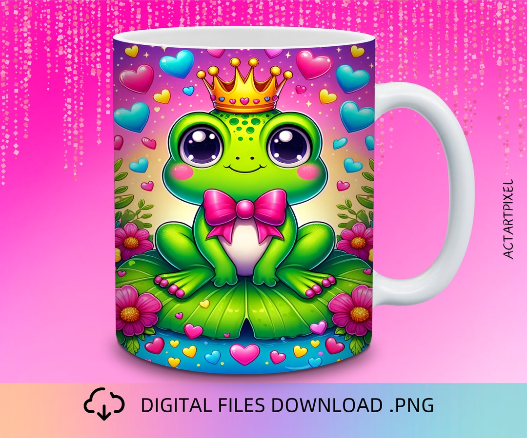 Cute Frog Mug Wrap Design, 11 & 15 Oz Mug Wrap, Mug Wrap PNG, Mug Wrap ...