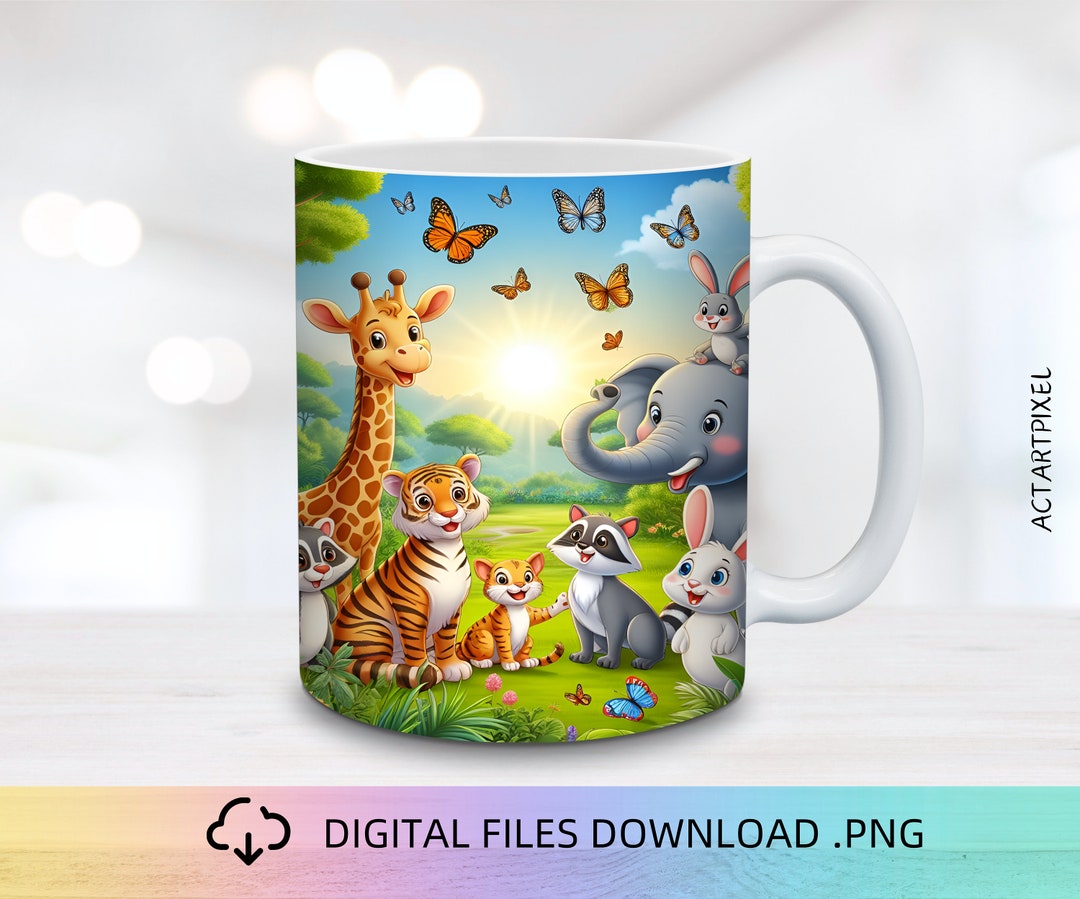 Safari Mug Wrap, 11 and 15oz Mug Wrap PNG, Mug Sublimation, Wildlife ...