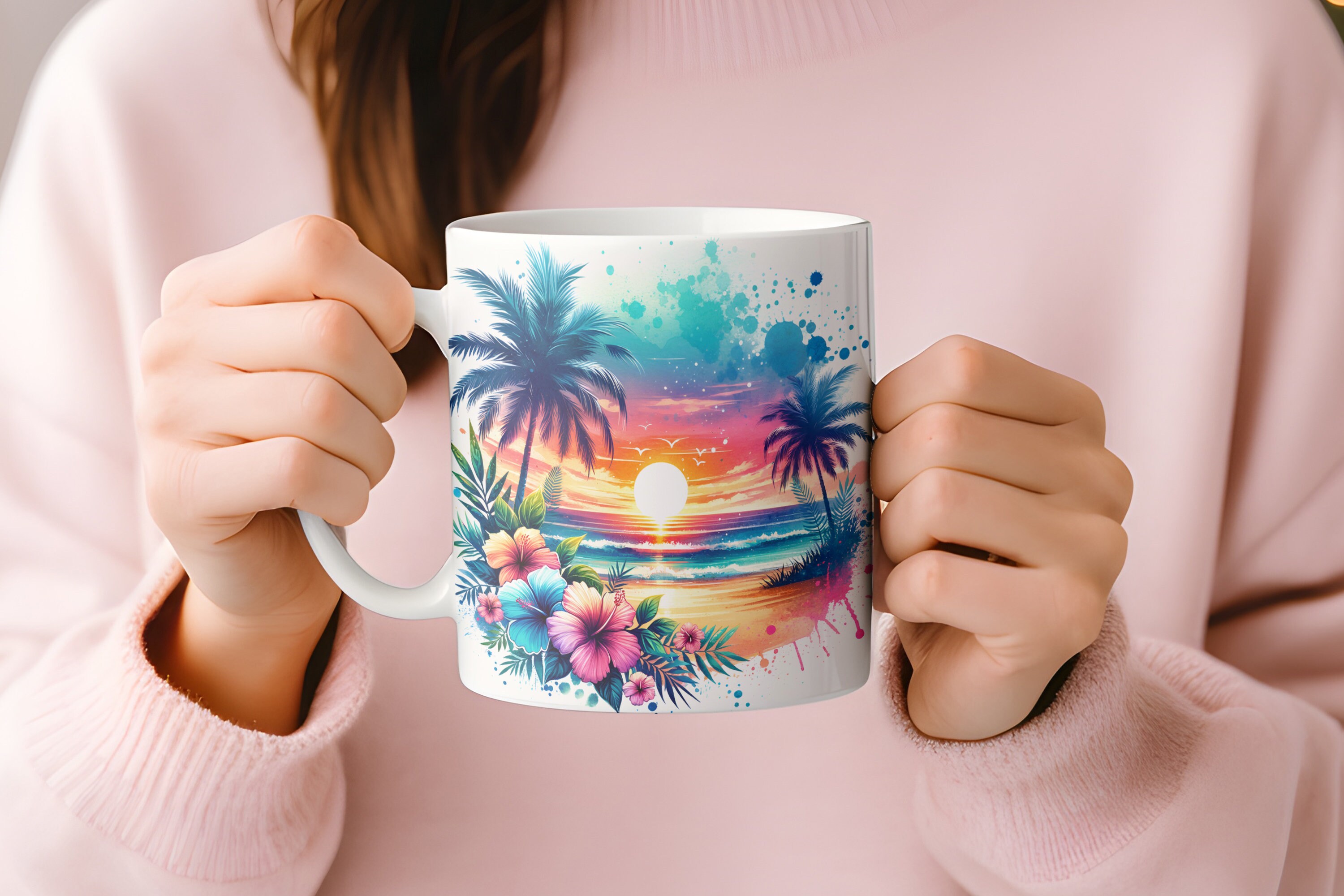 Sunset Beach Mug Wrap Design, 11 & 15 Oz Mug Wrap, Mug Wrap PNG, Summer ...